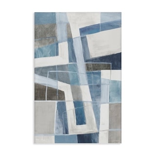 Stupell Subtle Blue & Tan Geometrics Canvas Wall Art Design By Hannah ...