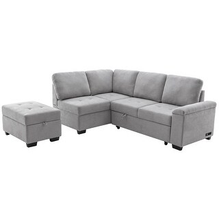 Velvet Sleeper Sectional Sofa Versatile L-Shape Corner Couch Sofa-Bed ...