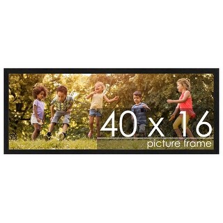 40x16 Traditional Black Complete Wood Panoramic Frame with UV Acrylic ...