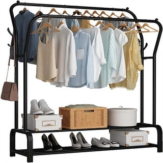 Garment Rack Freestanding Hanger Double Rods - 50.2"D x 13"W x 43.3"H ...