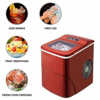 Portable Red Ice Maker Machine Countertop 26Lbs/24H 2 Sizes(S/L) w ...