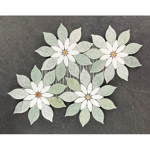 Flower Pattern Waterjet Marble Mosaic Wall Tiles - Case (7 Sheets ...