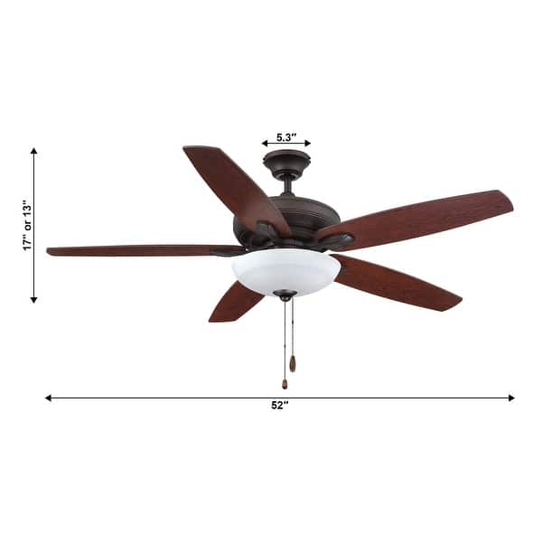 52-in Oil Rubbed Bronze Rustic Farmhouse 5-blade Ceiling Fan with Pull ...