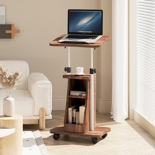 Futzca Mobile Podium Stand, Rolling Laptop Cart w/Adjustable Height ...