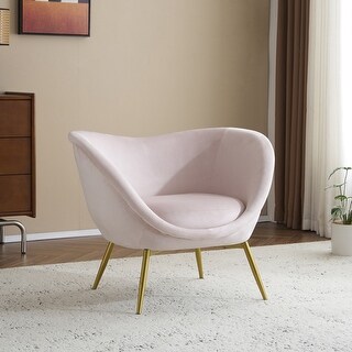 Light Pink Accent Chair Velvet Lounge Chair Gold Ingot Sofa Arm Chair ...