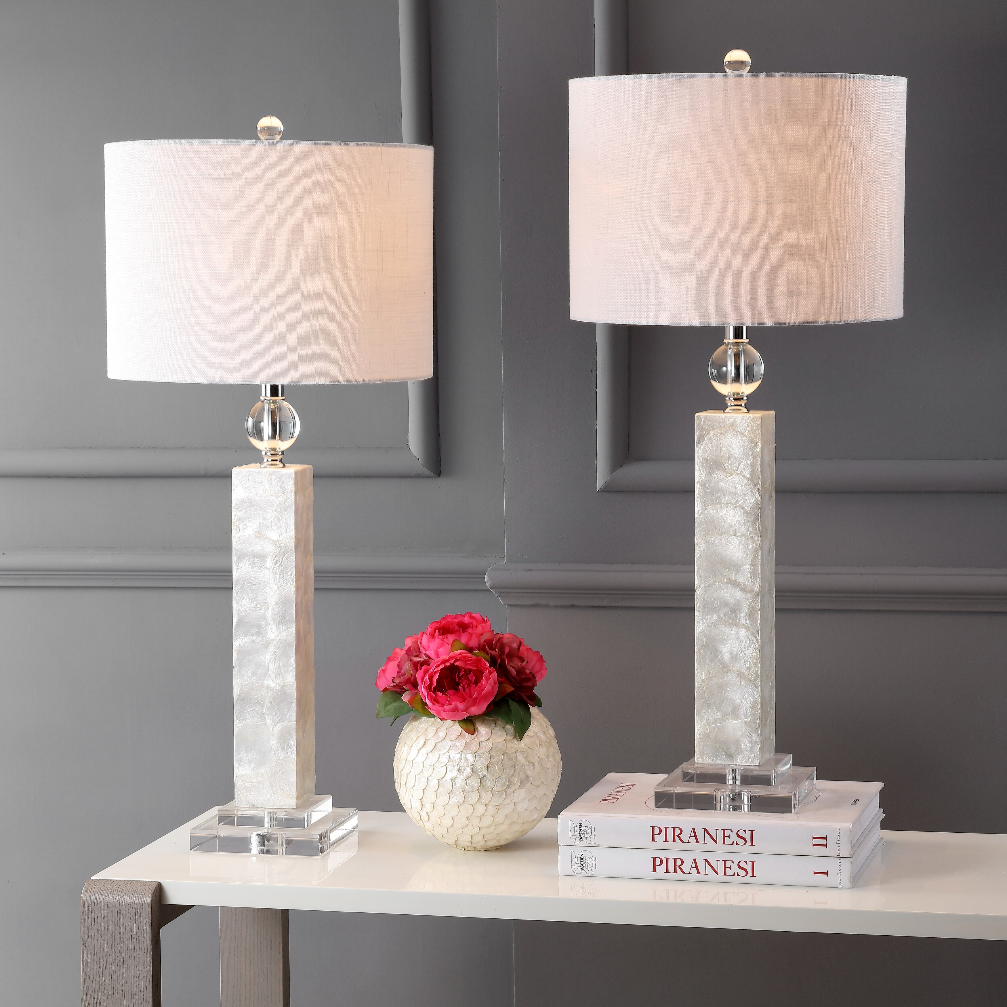 Jane 25.5" Glass LED Table Lamp, Mercury Silver (Set of 2) by JONATHAN ...