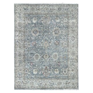 Shahbanu Rugs Marengo Gray Antiqued Tabriz Design Distressed Zero Pile ...