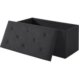 Black Faux Leather Upholstered Storage Bench Ottoman, Modern Folding ...