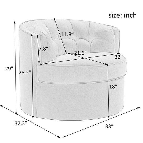 Swivel Barrel Chair Comfy Tufted Back Accent Round Barrel Chair Leisure ...