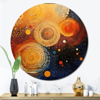 Designart "Fiery Fusion II" Abstract Collages Large Metal Circle Prints ...