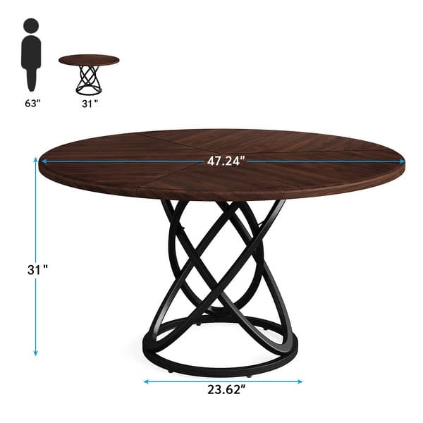 Round Dining Table for 4, 47 Inches Dinner Table, Circle Kitchen Table ...