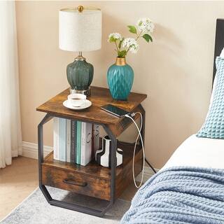 Rustic brown side table abs sofa table bedroom end table - Bed Bath ...