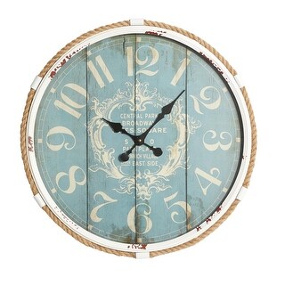 Metal Scroll Decorative Wall Clock with Distressed Frame and Rope ...