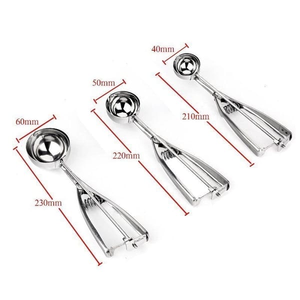 3-Piece Stainless Steel Ice Cream Scoop Set with Trigger - Bed Bath ...
