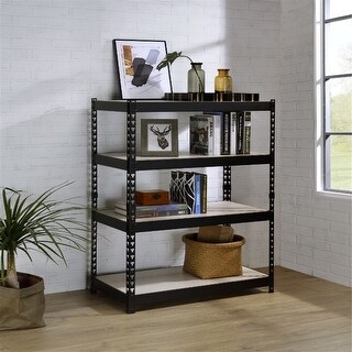 Natural & Black Rectangular Bookcase 4 Tier Shelf Bookshelf - Bed Bath ...