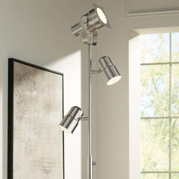 Modern Tree Floor Lamp 70" Tall Brushed Nickel 3-Light Adjustable - 12 ...