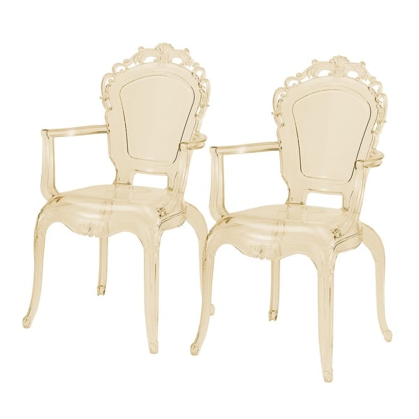 Gittel Clear or Amber Transparent Acrylic Arm Chair Dining Chairs ...