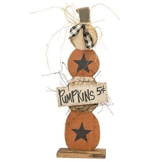 Rustic Wood Skinny Pumpkins Stack on Base - 25"H - Multi - Bed Bath ...