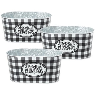 A&B Home Set of 3 Buffalo Plaid Tin Planters - Bed Bath & Beyond - 41637054