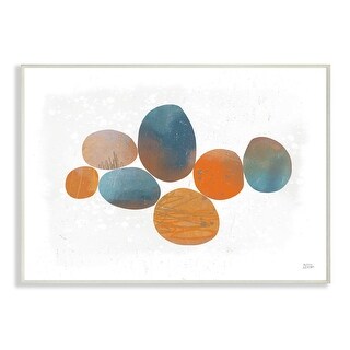 Stupell Abstract Blue Orange Stone Shapes Blue Orange Oval Design Wood ...