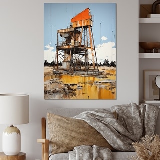 Designart "Gold Oil Rigs Fields In Texas II" Oil Rigs / Fields Wall Art ...