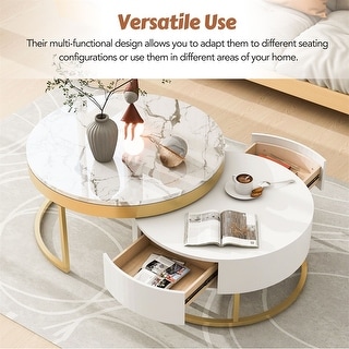 Merax Modern Round Nesting Coffee Table - Bed Bath & Beyond - 38398654