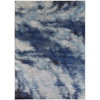 HomeRoots 8' X 10' Blue Grey Beige And Teal Oriental Power Loom Stain ...