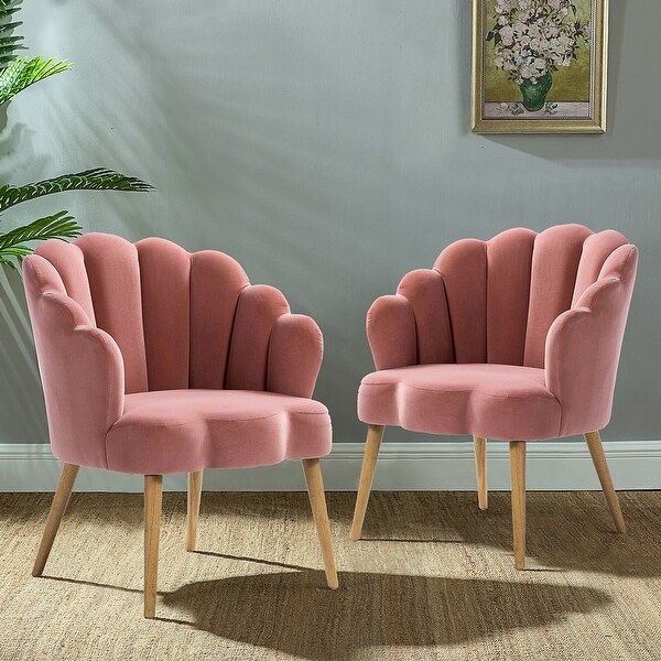 Pink velvet scallop chair store