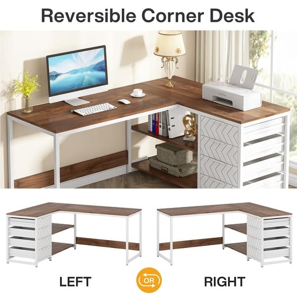 Reversible L-Shaped Office Desk Computer Desk Sturdy Writing Table ...