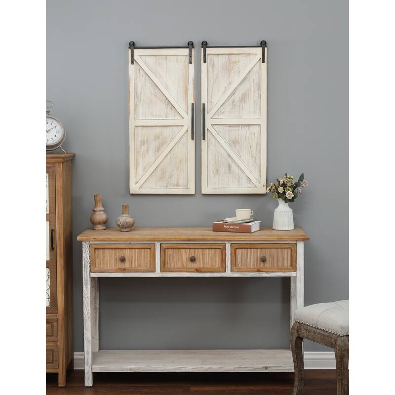 Distressed White Farmhouse Doors Wall Decor (2-Piece) - 34.25" H x 14. ...