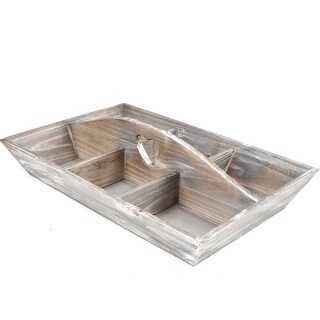 Washed Gray 6 Section Wooden Tray - Bed Bath & Beyond - 40311400