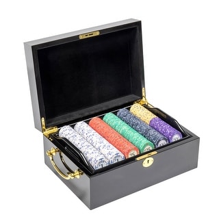 500 Ct Scroll 10 Gram Ceramic Poker Chip Set - Mahogany Case - Bed Bath ...