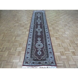 Hand Knotted Red Mahi with Wool & Silk Oriental Rug (2'8" x 9'10") - 2 ...