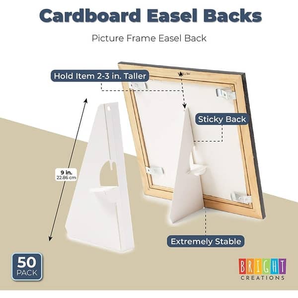 50 Pack Self Stick Cardboard Easel Stands for Pictures, Brochures ...
