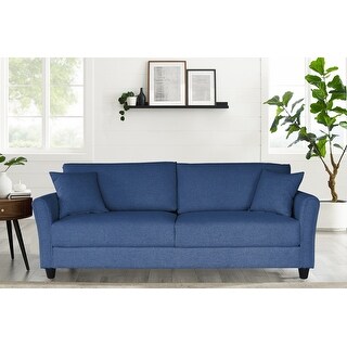 Blue three-seat sofa, linen - Bed Bath & Beyond - 36352627