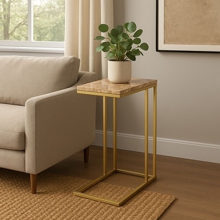 Marble "C" Table For Living Room Set Of 1 With Metal Frame-24 Inch ...