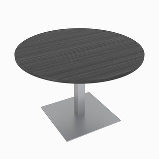 42" Small Round 4 Person Conference Room Table With Square Black Base ...