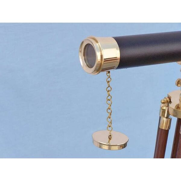 Floor Standing Brass/Leather Harbor Master Telescope - 18" L x 19" W x ...