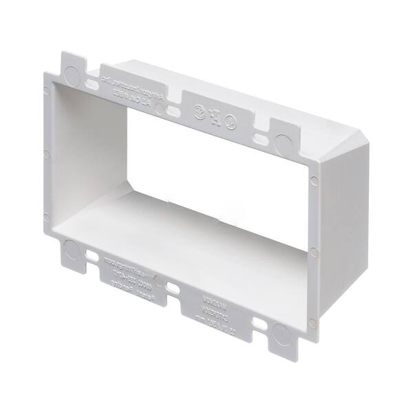 5.93 in. White Rectangle 3-Gang Device Box Extension Plastic American ...