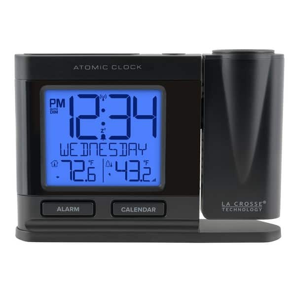 La Crosse Black Atomic Projection Alarm Clock with Temp, 616-41667 ...