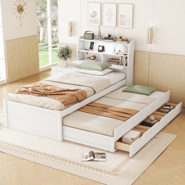Twin platform bed with storage underneath store