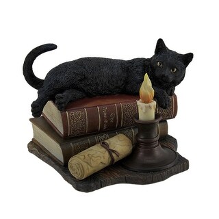 Lisa Parker's The Witching Hour Black Cat On Books Statue - 5 X 7.25 X ...