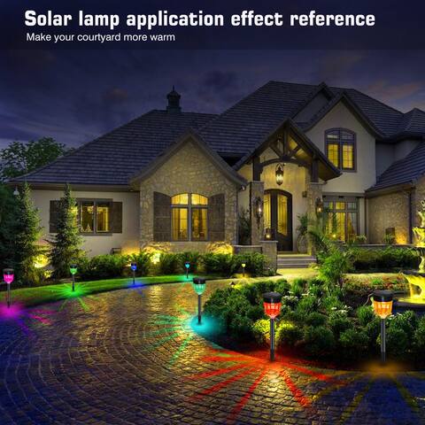 6 Pack Solar Outdoor Pathway Lights Color Changing Landscape Light - 6 ...