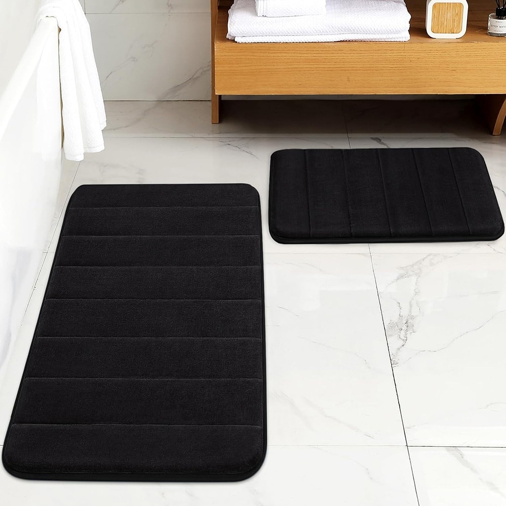 Black Non-skid Rubber Bathroom Rugs and Bath Mats - Bed Bath & Beyond