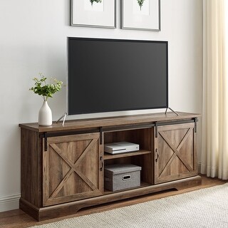 Sliding Door TV Stand for TVs up to 80", Barnwood - Bed Bath & Beyond ...