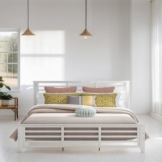 King Size Platform Bed With Horizontal Strip Hollow Shape With Head And ...