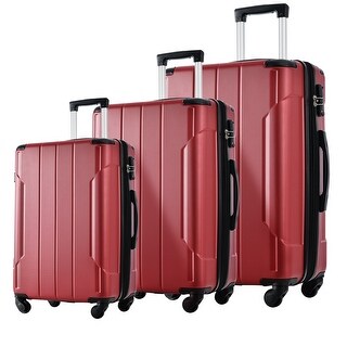 Red Luggage Sets 3 Piece Travel Suitcase Sets Spinner Suitcase ...
