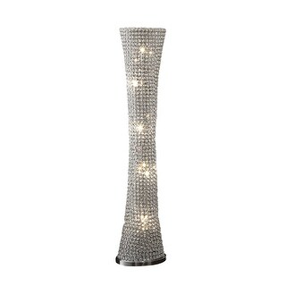 Wren 57 Inch Floor Lamp, Crystal Base with Subtle Curve, Metal, Silver ...