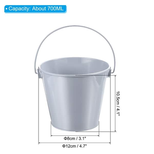 2Pcs 5"x4" Small Metal Bucket Colorful Mini Buckets with Handles White ...