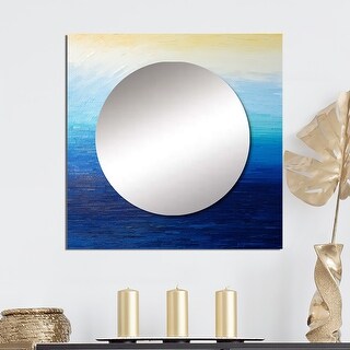 Designart "Blue Spectral Solitude I" Abstract Shapes Wall Mirror ...
